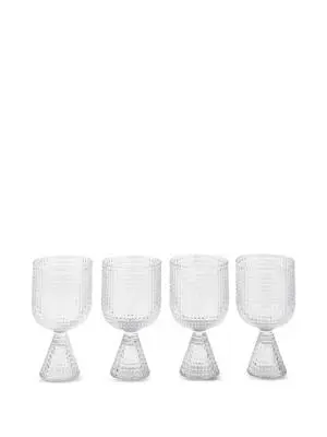 POLSPOTTEN Rooftop Textured Wine Glasses - White