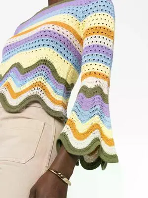 Zimmermann Striped Crochet-knit Cotton Top