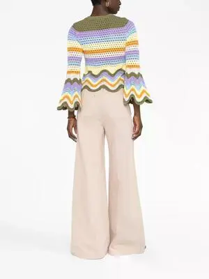 Zimmermann Striped Crochet-knit Cotton Top