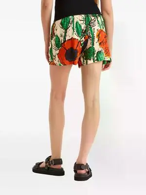 WALES BONNER Poppy-print Elasticated Shorts