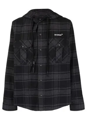 Off-White Off Arrows Check Hooded Shirt Dark