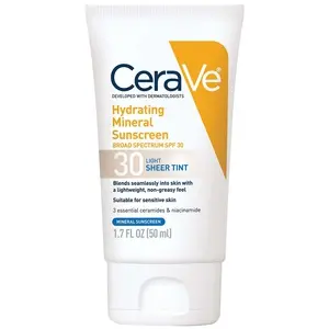 Cerave Hydrating Mineral Tinted Sunscreen Spf 30 - Light