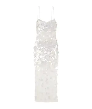 Retrofete Mischa Embellished Tulle Midi Dress - White