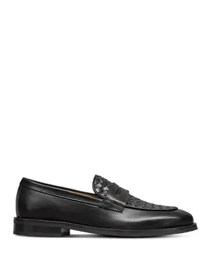 Allen Edmonds Como Leather Woven Slip-on Loafers - Black