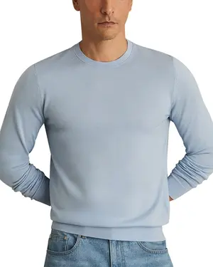 REISS Wessex Merino Crewneck Sweater - Soft Blue