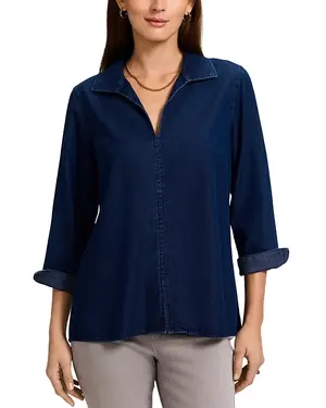 Foxcroft Agnes Denim Shirt - Dark Wash