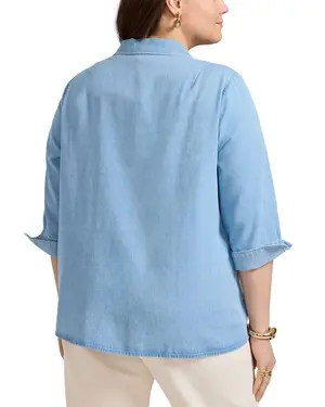 Foxcroft Agnes Denim Shirt - Bleach Wash