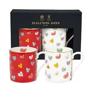 Halcyon Days Love Hearts Mugs, Set Of 2 - Multi