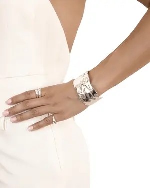 Ettika Thick Sculpted Cuff Bracelet - Silver