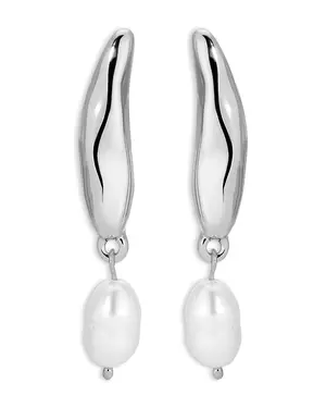 Ettika Cultured Freshwater Pearl Drop Earrings - Silver