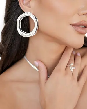 Ettika Open Circle Drop Earrings - Silver