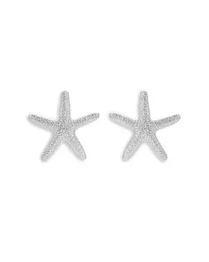 Ettika Textured Starfish Stud Earrings - Silver