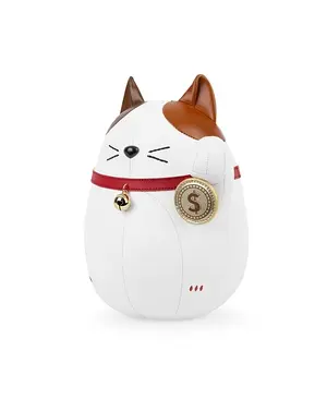ZUNY Lucky Cat Fu Bookend - White And Tan