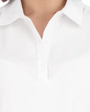 Foxcroft Mixed Media Top - White