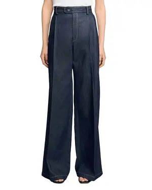 Sandro High-rise Wide Leg Denim Pants