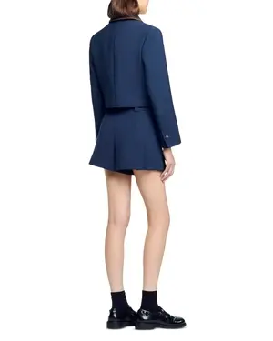 Sandro Cropped Jacket - Navy Blue
