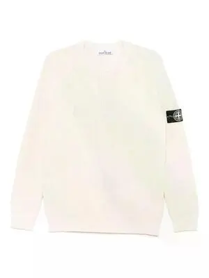 Stone Island Compass-badge Ribbed-knit Sweater - Neutrals