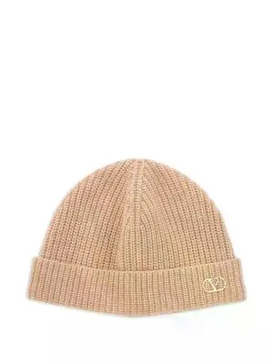 Valentino Garavani Vlogo Ribbed Beanie - Neutrals