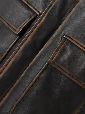 Nour Hammour Drey Distressed Shearling-trimmed Leather Jacket