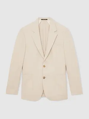 REISS Hop Single-breasted Textured Blazer Tailored-fit With Cotton