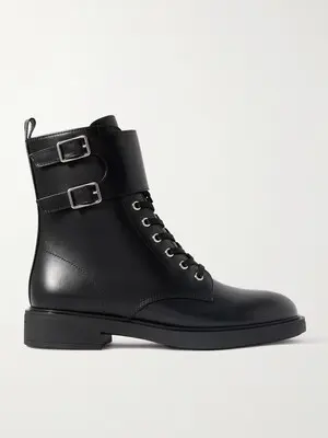 GIANVITO ROSSI Ripley Buckled Leather Ankle Boots - Black