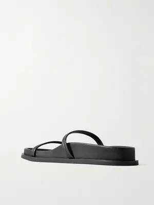 ST. AGNI Fine Strap Leather Slides - Black