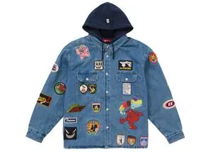 Supreme Patches Hooded Zip Up Shirt