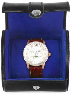 ASPINAL OF LONDON Leather Watch Roll - Black