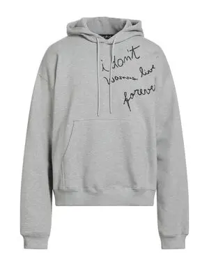 MSGM Light Cotton Sweatshirt With Hood And Appliqu - Grey