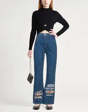 Marni Boot-cut Jeans In Cotton, Mohair Wool, Polyamide, Wool, And Cow Leather