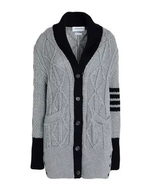 Thom Browne Cardigan In Virgin Wool - Light Grey