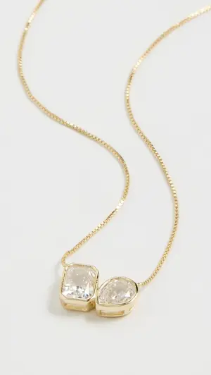 Shashi Bezel Pear And Cushion Necklace