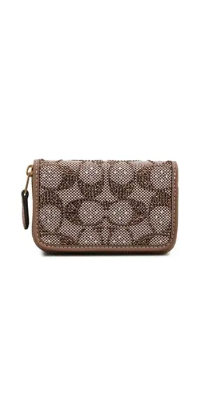 COACH Crystal Signature Jacquard Essential Small Card Case B4/mushroom