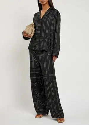 TOTEME Logo-embroidered Silk-satin Trousers