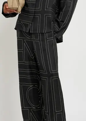 TOTEME Logo-embroidered Silk-satin Trousers