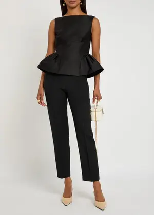 Roland Mouret Gathered Taffeta Top - Black