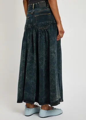 GANNI Denim Maxi Skirt - Black