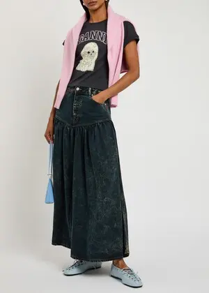 GANNI Denim Maxi Skirt - Black