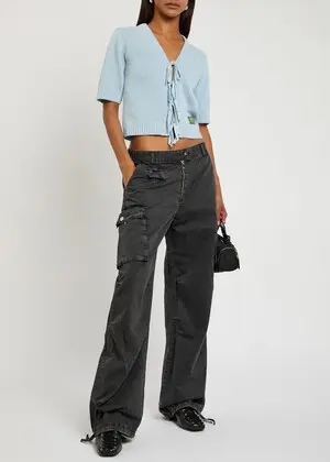 GANNI Washed Cotton Cargo Trousers - Black