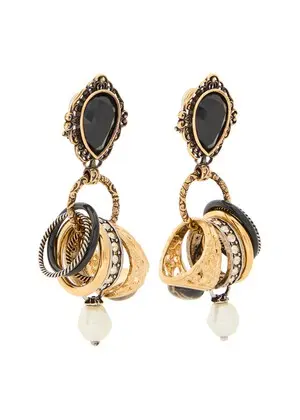 Chloé Antique Pearls Embellished Drop Earrings - Gold
