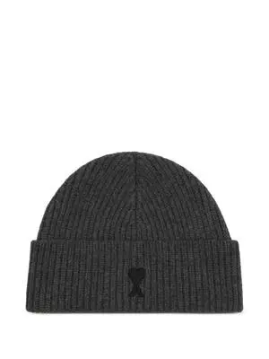 AMI Paris De Coeur Wool Beanie - Grey
