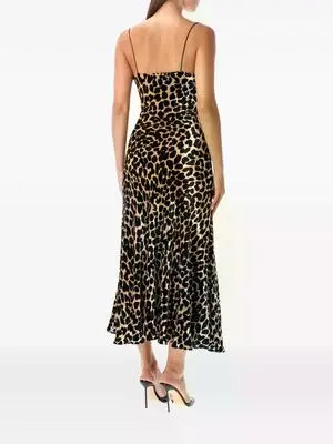 Balmain Leopard Print Velvet Midi Dress