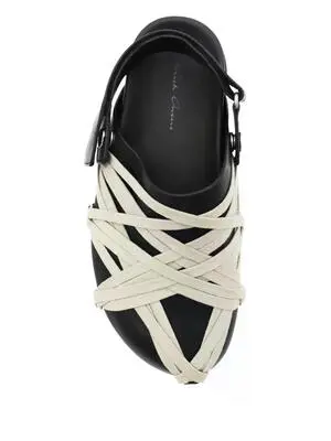 Rick Owens Leather Strap Crisscross Loafers