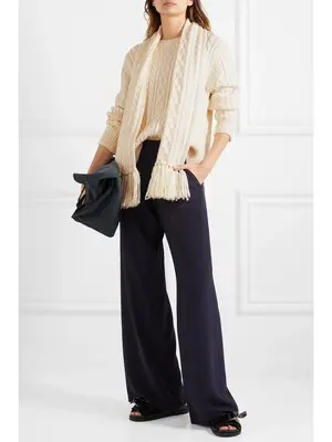 Mother Of Pearl Cable-knit Wool-blend Sweater