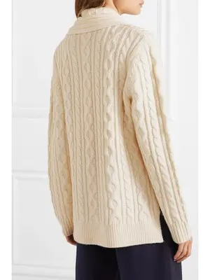 Mother Of Pearl Cable-knit Wool-blend Sweater