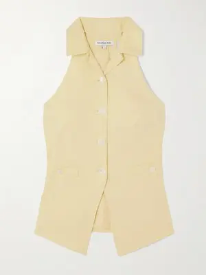 Veronica Beard Orlinda Linen-blend Twill Vest - Yellow