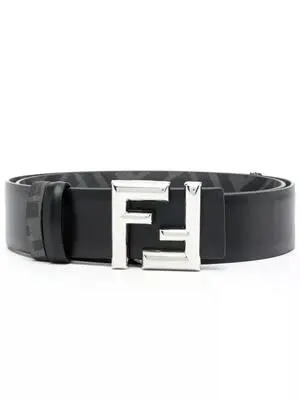 Fendi Logo-buckle Leather Belt - Black