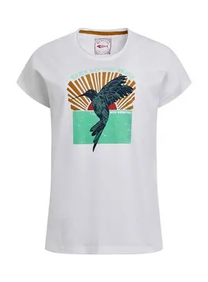 WEIRD FISH Fly Free Slub Graphic T-shirt - White