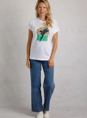 WEIRD FISH Fly Free Slub Graphic T-shirt - White