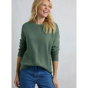 WEIRD FISH Dalla Knitted Crew Neck Jumper - Dark Jade